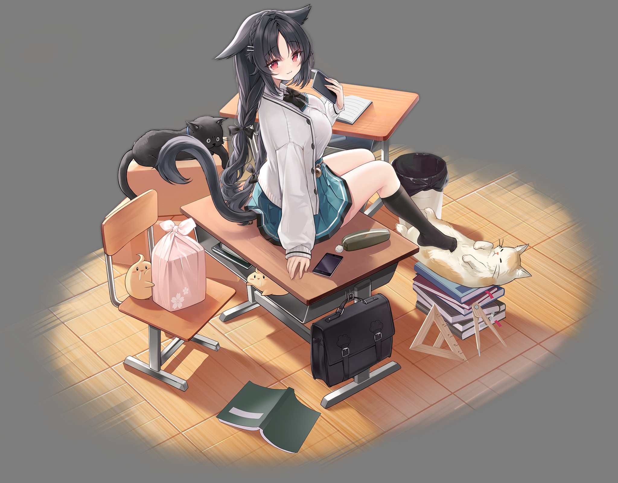 alic miao azur lane manjuu (azur lane) ooshio (azur lane) animal ears neko nekomimi seifuku ...